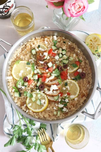 Lemon Chicken Risotto with feta cheese (easy one pot meal) - Casa de Crews